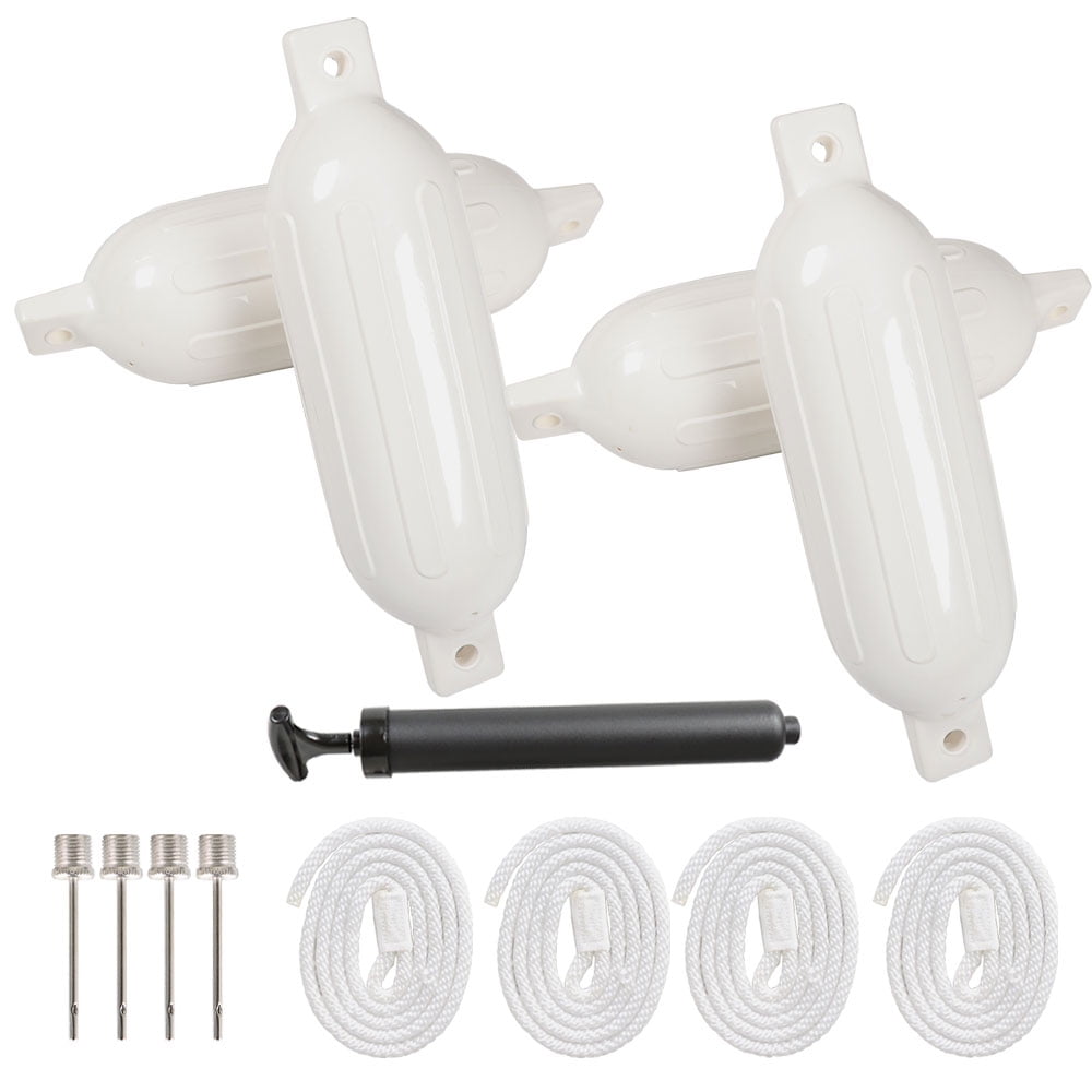 munirater 4 White 8.5" X 27" Ribbed Marine Boat Fender Vinyl Bumper ...