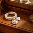 Classical Pearls Embellished Bangle Ornate Floral Accent And Picture ...