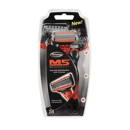 Personna M5 Magnum 5 Blade Disposable Razors with Trimmer, 3 Count ...