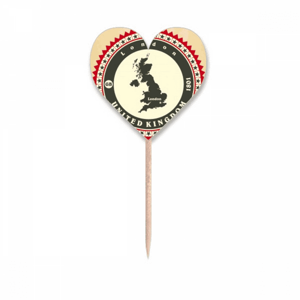 London UK United Kingdom Britain Country Map Toothpick Flags Heart ...