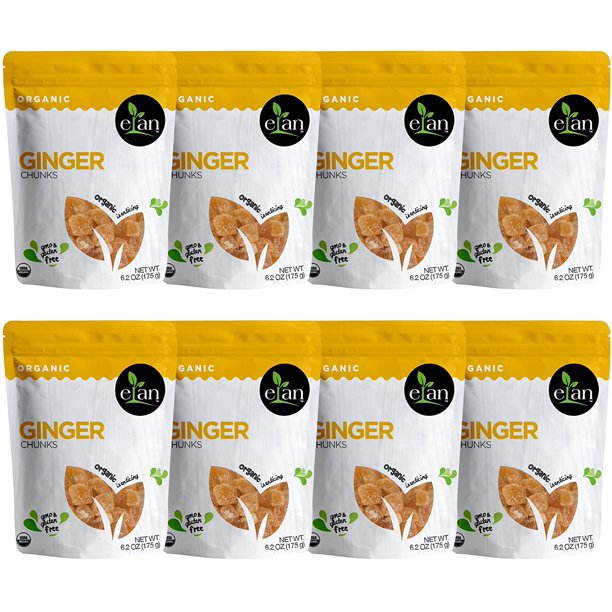 Organic Ginger Chunks, Non-GMO, Vegan, Gluten-Free, Kosher, 8 Count ...