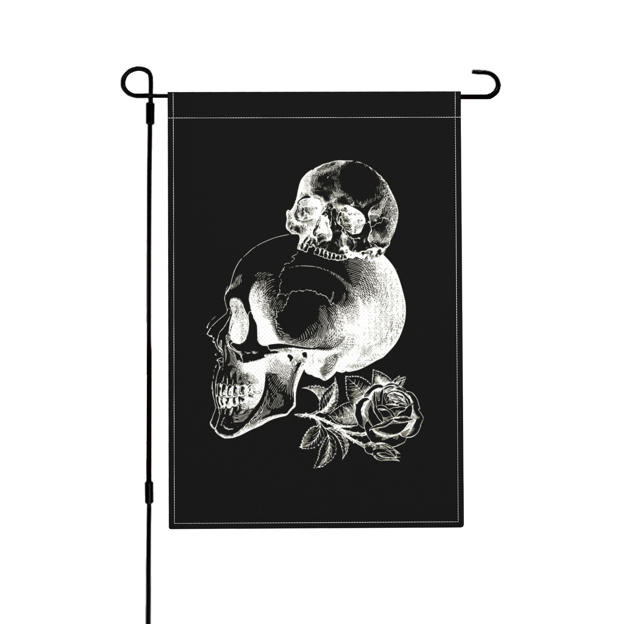 TEQUAN Death Skeleton Skull Rose Garden Flags, 18 x 12 inch Double ...