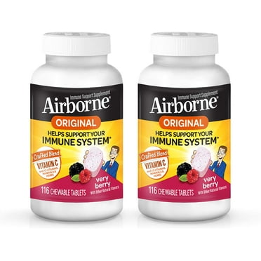 Airborne Citrus Chewable Tablets, 116ct - Immune Health Support with ...