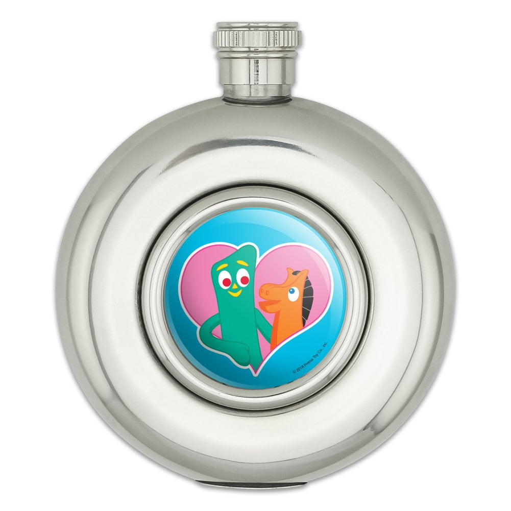 Gumby Pokey BFFs Best Friends Forever Round Stainless Steel 5oz Hip ...
