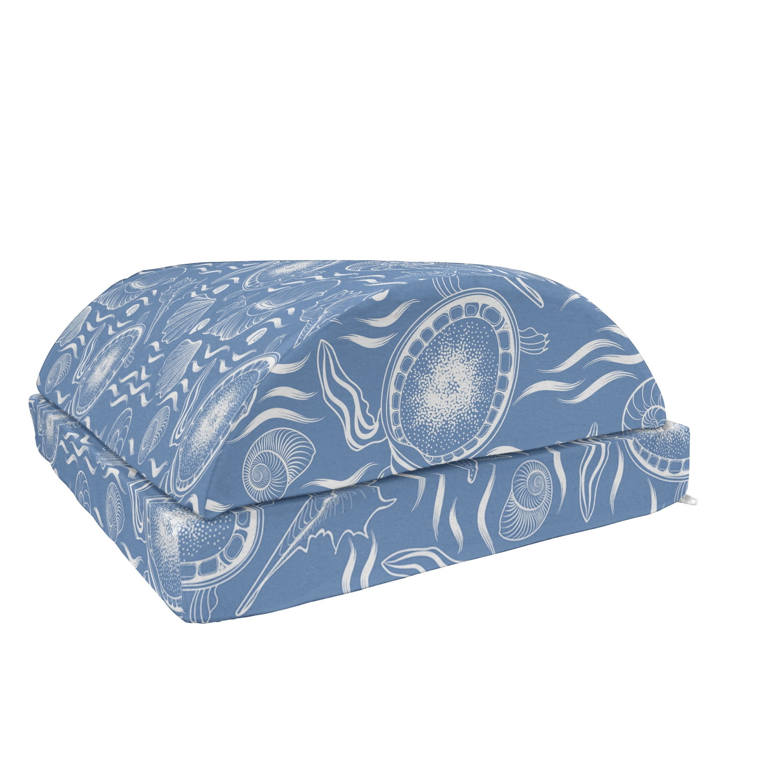 Turtle Foot Rest, Turtle and Mollusk Sketch Wavy Ocean Pattern ...