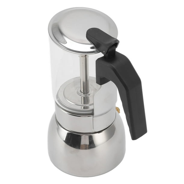 Glass Moka Pot, Stainless Steel Induction Capable Stovetop Coffee Maker ...