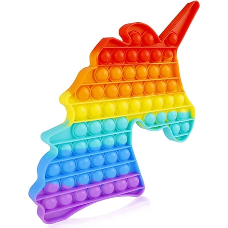 Push It Pop Bubble Fidget Toy 4 Pack Rainbow Square Unicorn Dino ...