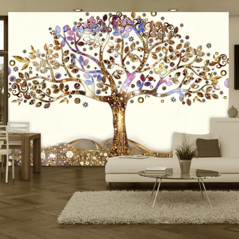 Tiptophomedecor Glam Wallpaper Wall Mural - Golden Tree - Walmart.com