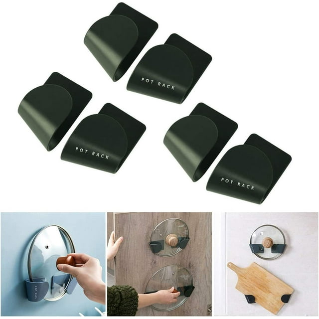 3 Pairs Wall Mount Pot Lid Organizers Racks, Self Adhesive Wall Mounted ...