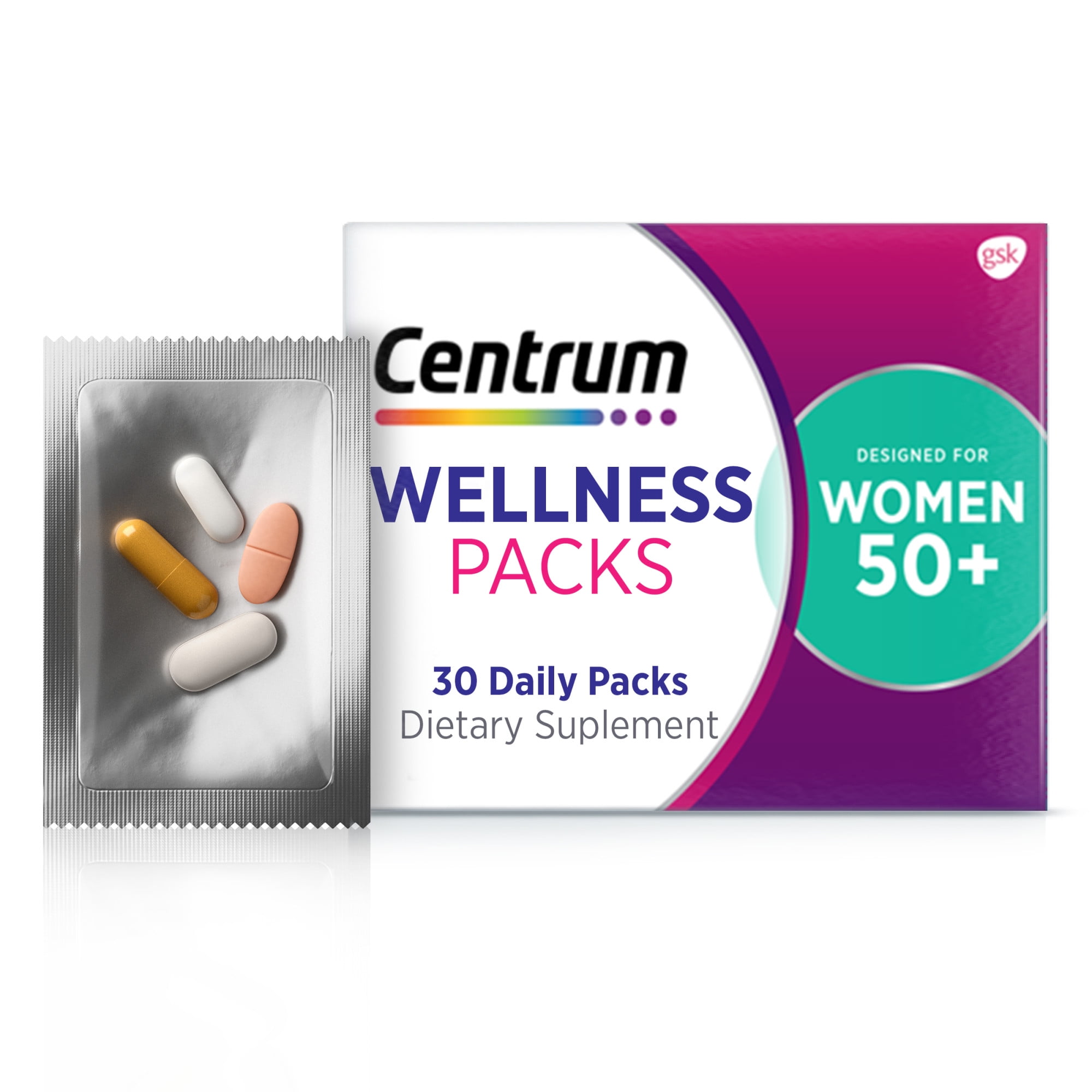 Centrum Wellness Packs Daily Vitamins for Women In Their 50S, With ...