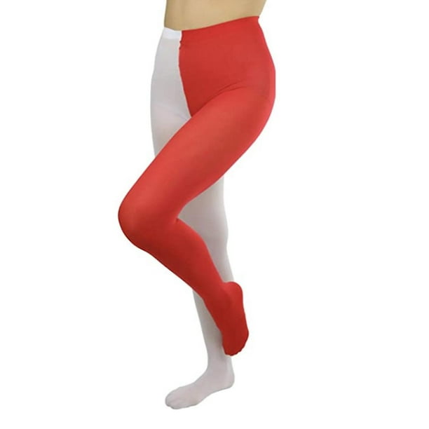 Two-toned Tights Women Opaque Tights Footed Leggings Christmas Cosplay ...