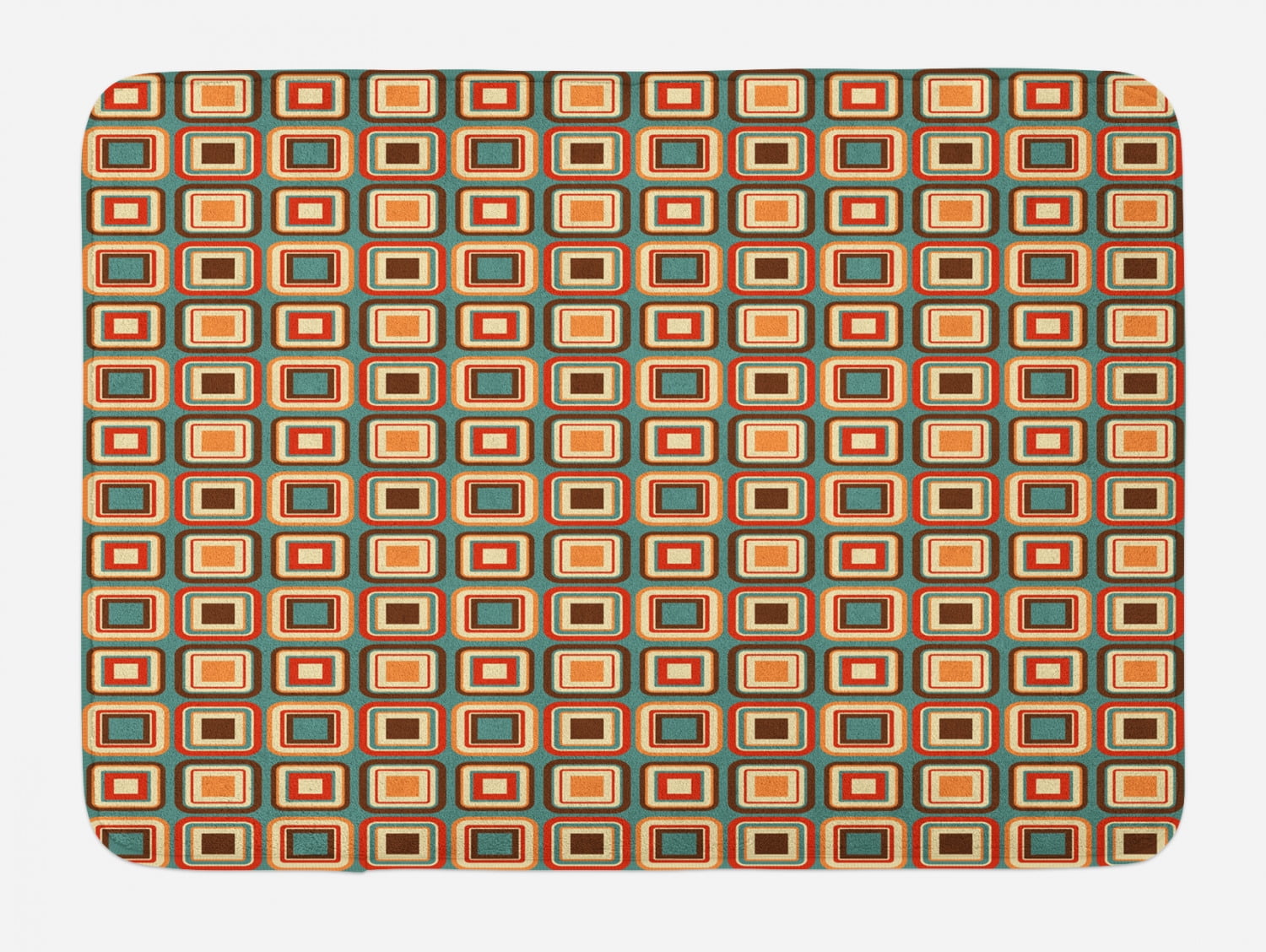 Modern Bath Mat, Geometrical Pattern with Rounded Nested Squares ...