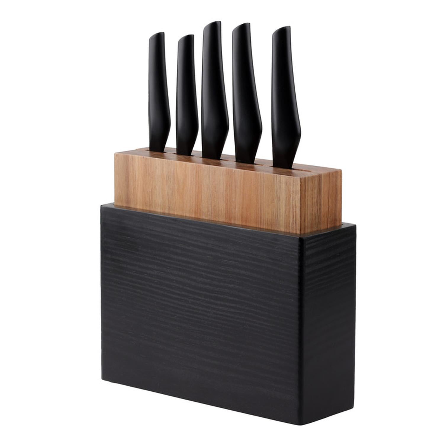 Set de Cuchillos con Tabla de Madera VASCONIA 8 Piezas Negro | Walmart ...