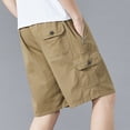 Men's Cotton-Blend Loose Cargo Shorts, 4-Multi-Pocket Elastic Waist ...