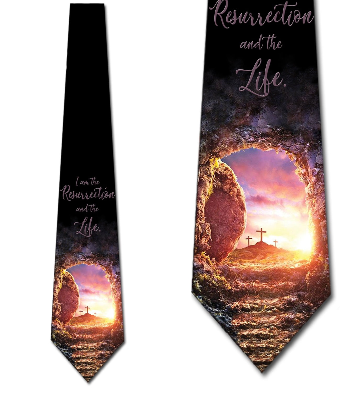 Religious Ties Mens John 11:25 Verse Tie Bible Resurrection Tie by ...