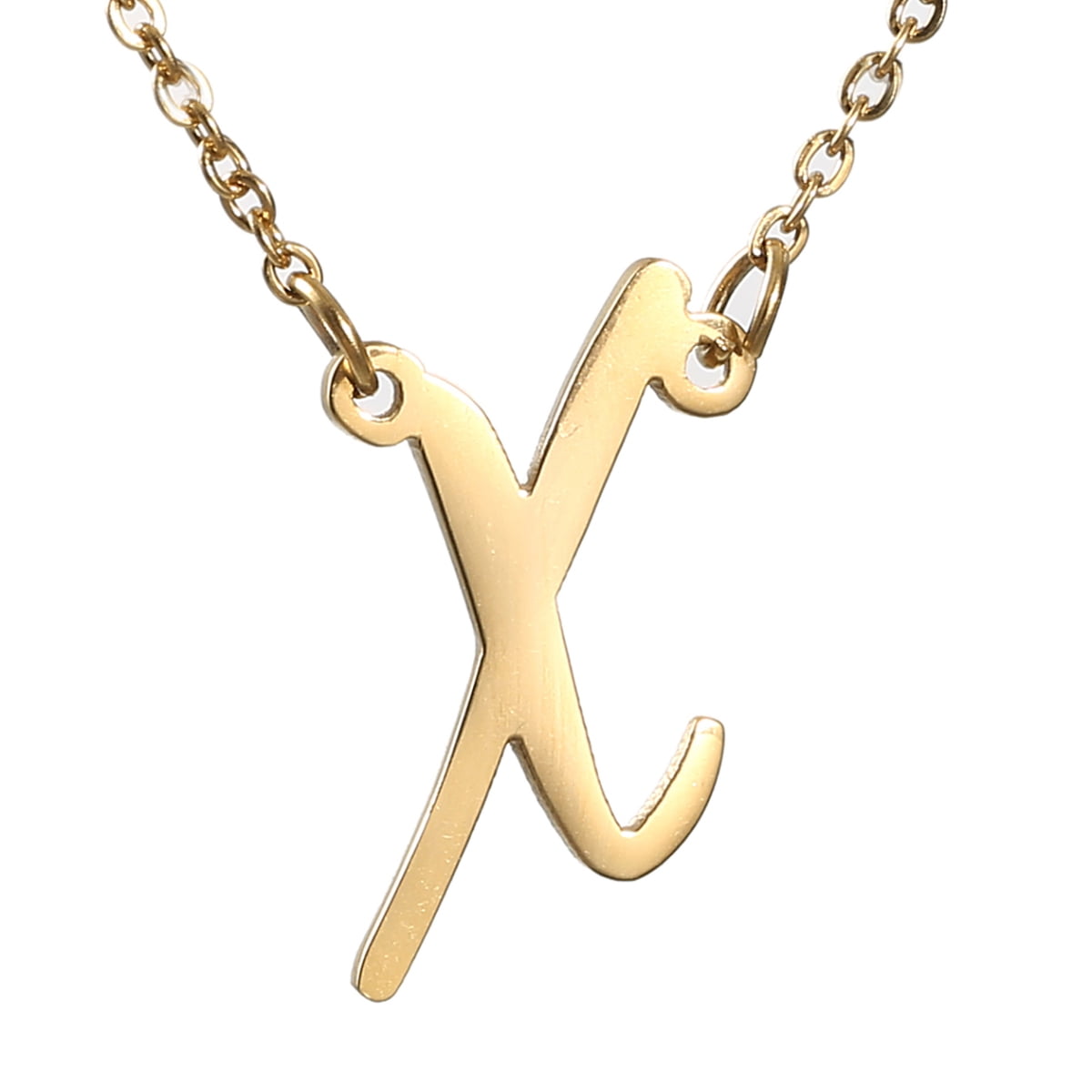 Tiny Alphabet X Necklace 18k Gold Plated Stainless Steel Girls Jewelry ...