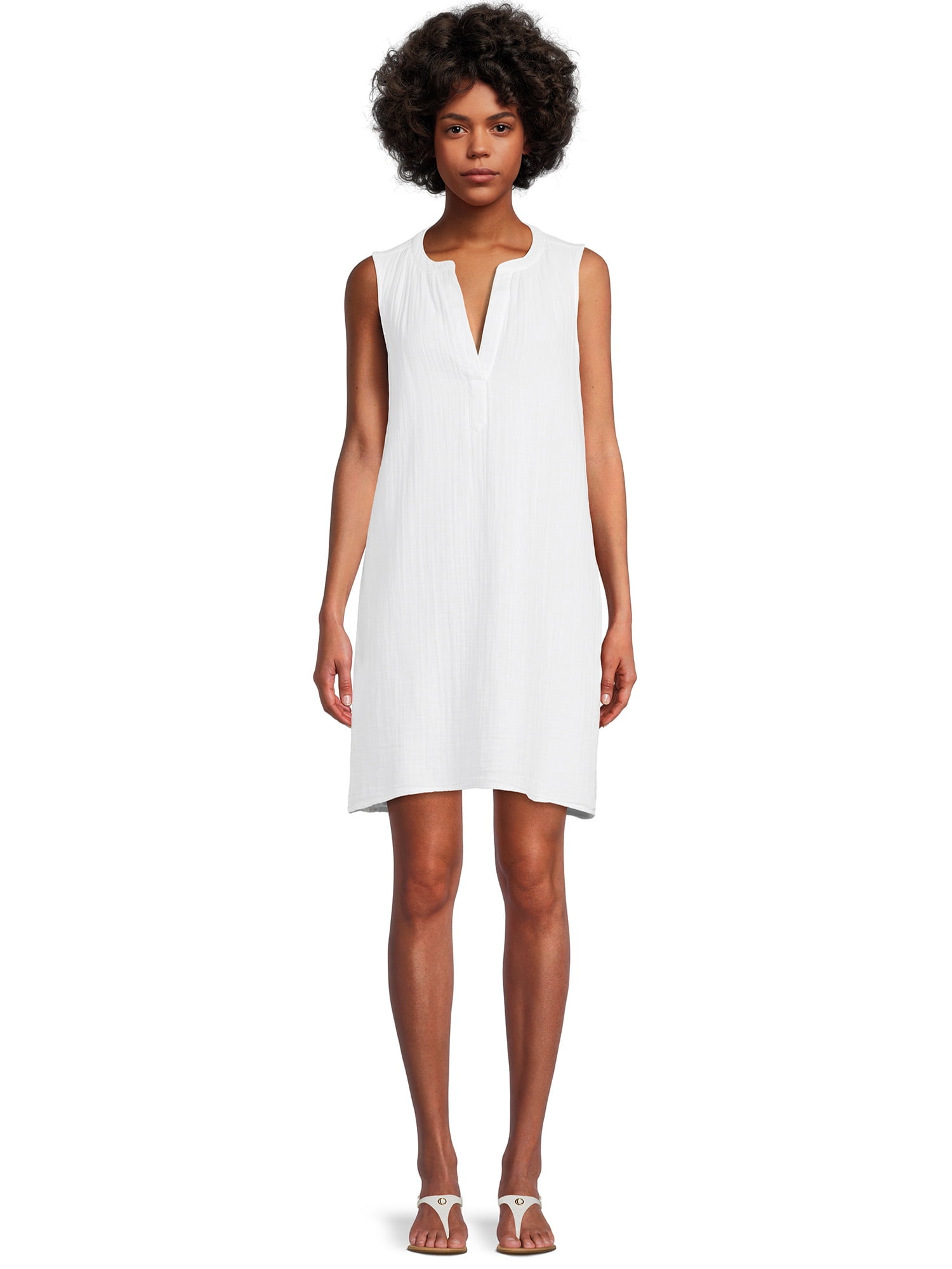 Time and Tru Women's Sleeveless Double Cloth Dress - Walmart.com