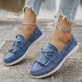 Blue Ladies One-Foot Loafers With Round Toe And Solid Color Upper For ...