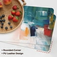 Abstract Art Leather Placemats Set of 4, 12x18 Inch, Turquoise Orange ...