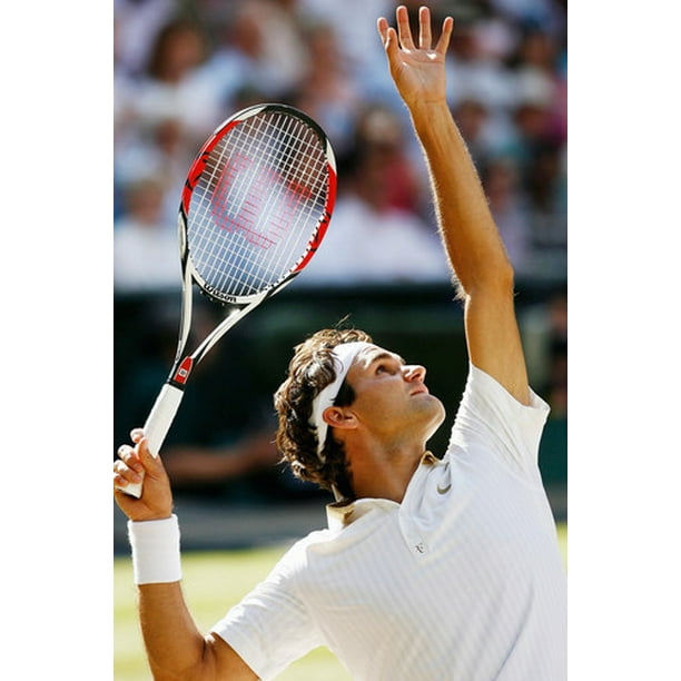 Roger Federer Great Action Shot Holding Tennis Raquet 24x36 Poster ...