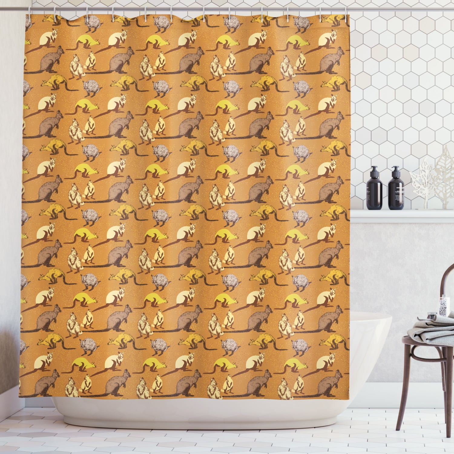 Ambesonne Kangaroo Shower Curtain, Savannah Inspired Back, 69"Wx75"L ...