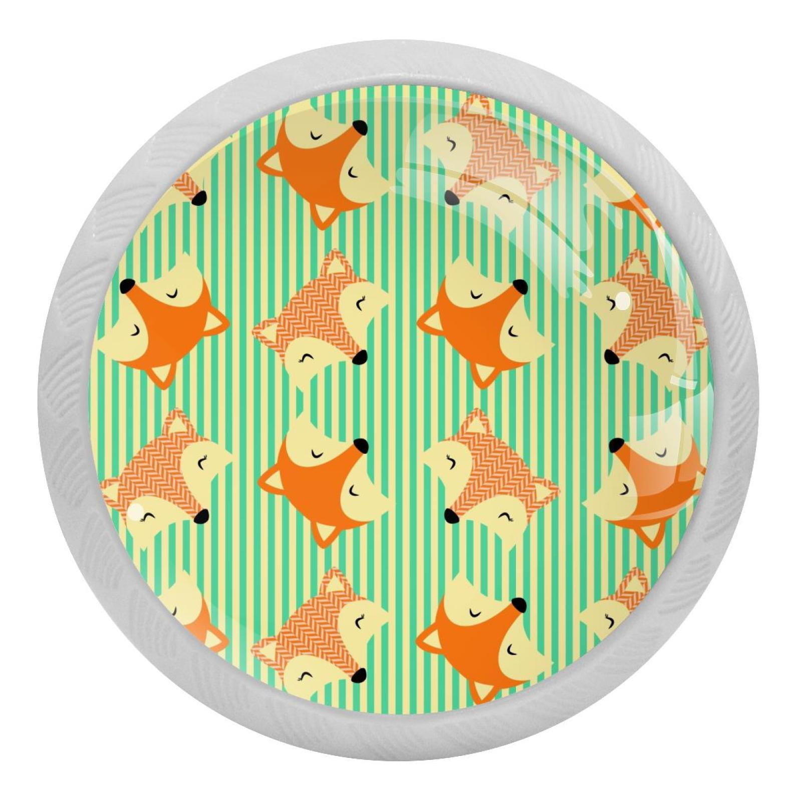 4PCS Round Fox Cabinet Fluorescence Knob Glowing in the Dark Furniture ...