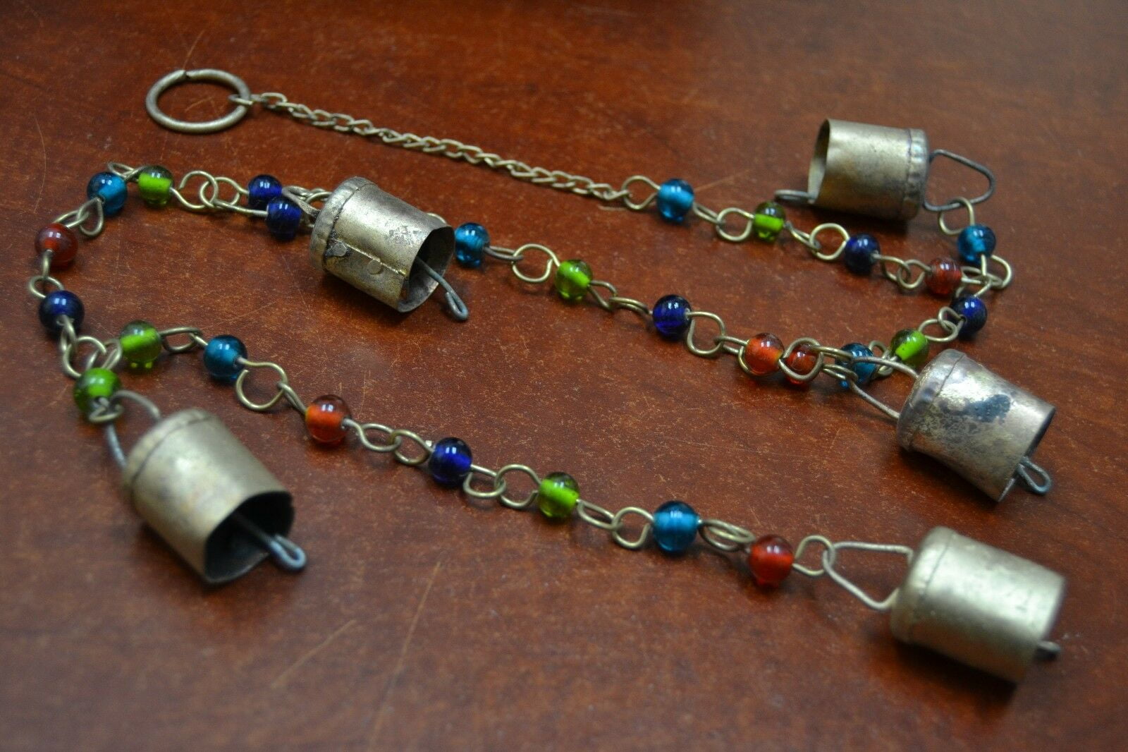 5 Pcs Rusty Iron Metal Bells With Glass Beaded Strand Hanger - Walmart.com