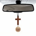AOOOWER Natural Wood Crosses Car Rearview Mirror Hanging Ornament ...