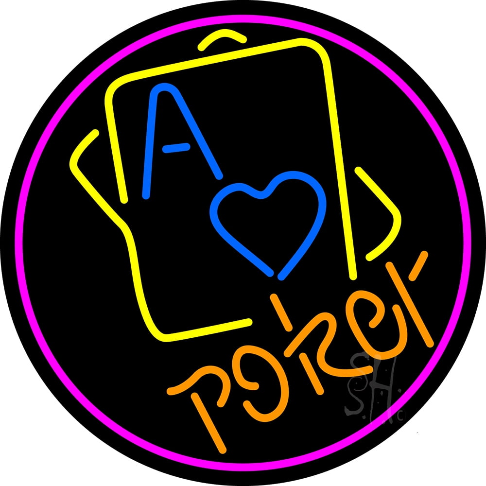 Poker 2 LED Neon Sign 18 x 18 - inches, Black Square Cut Acrylic ...