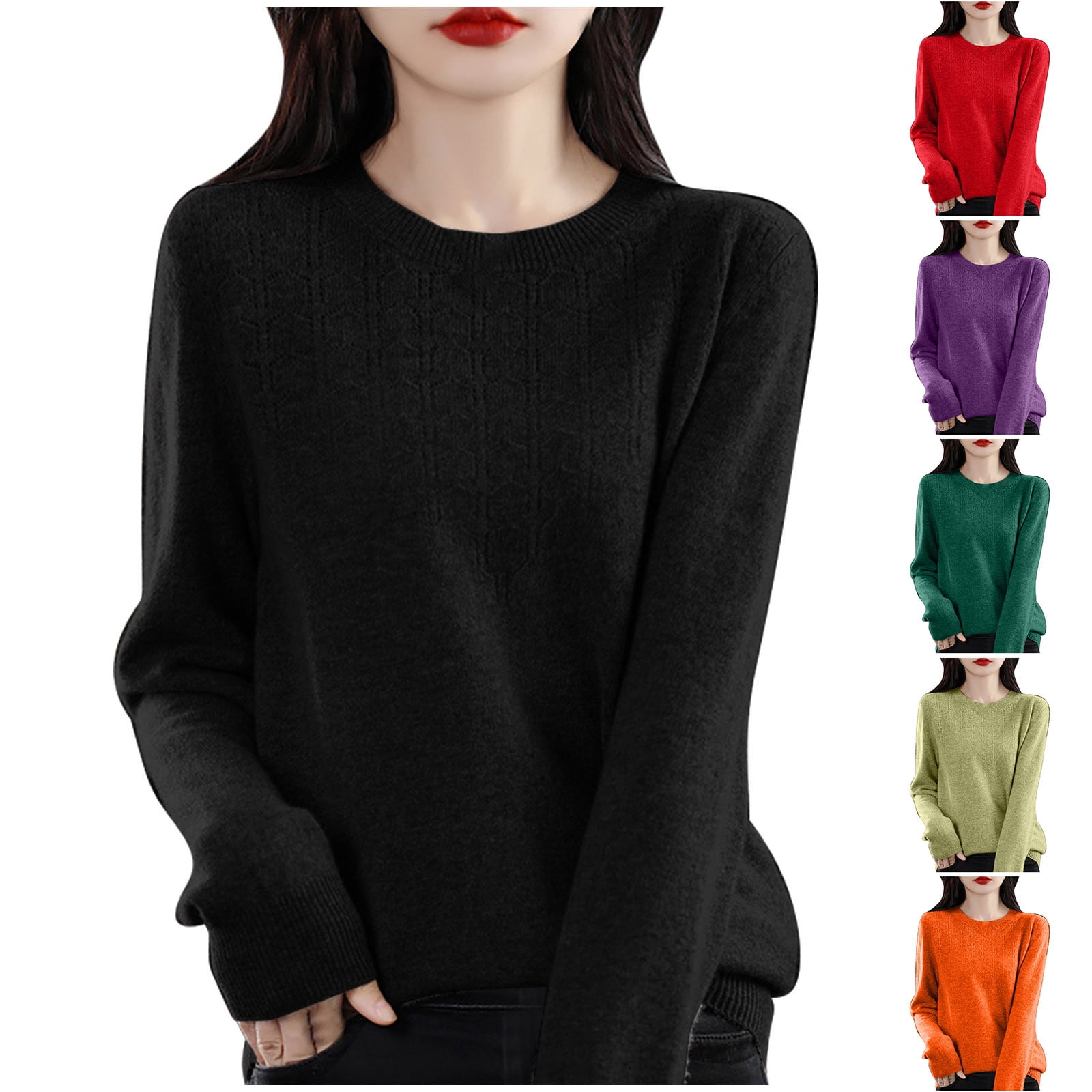 Nfurl Knit Sweaters for Women Casual Long Sleeve Ladies Pullover ...