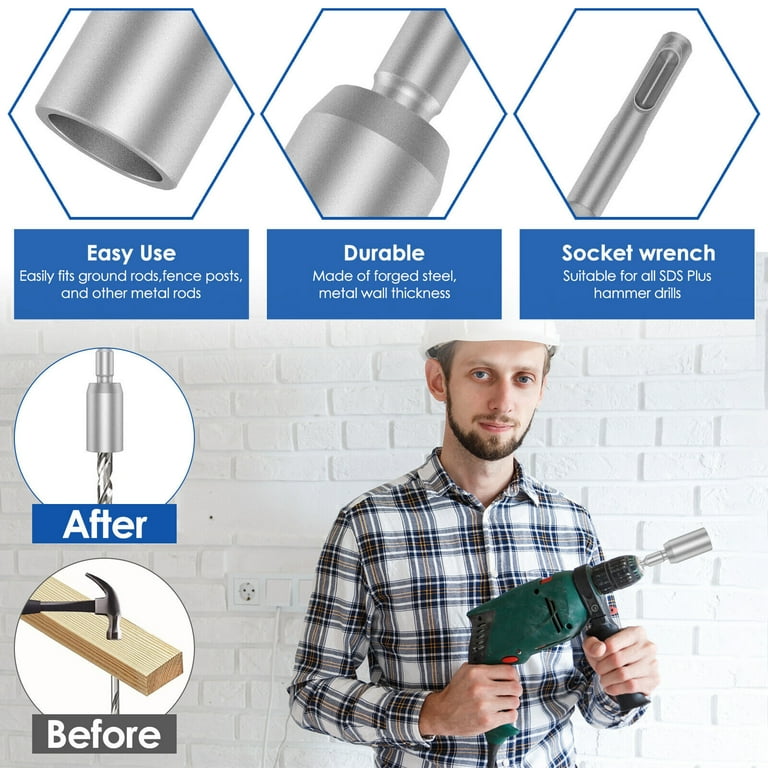 Ground Rod SDS Plus Driver - Heavy Duty Hollow Hammer Tool For ...