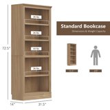 Living Essentials Corp. 72" Halston Standard 5-Tier Bookshelf ...