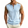Ceisia Men Color Block Raglan Half Zip Stand Collar Short Sleeve Polo ...