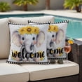 Cute Elephant Outdoor Pillow Covers Set of 2 Welcome Words Animal ...