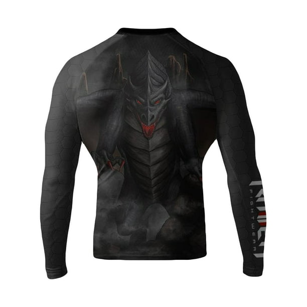 Raven Fightwear Men's Black Dragon BJJ Jiu Jitsu Rash Guard MMA ...