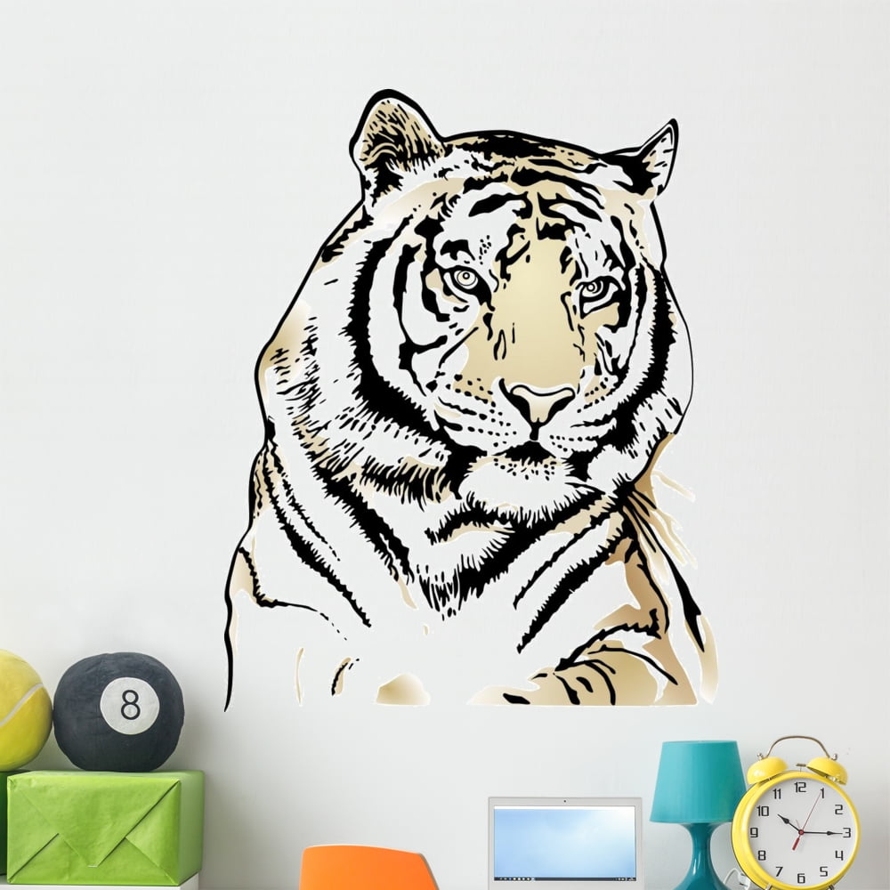 Tiger Wall Decal by Wallmonkeys Peel and Stick Graphic (48 in H x 38 in ...