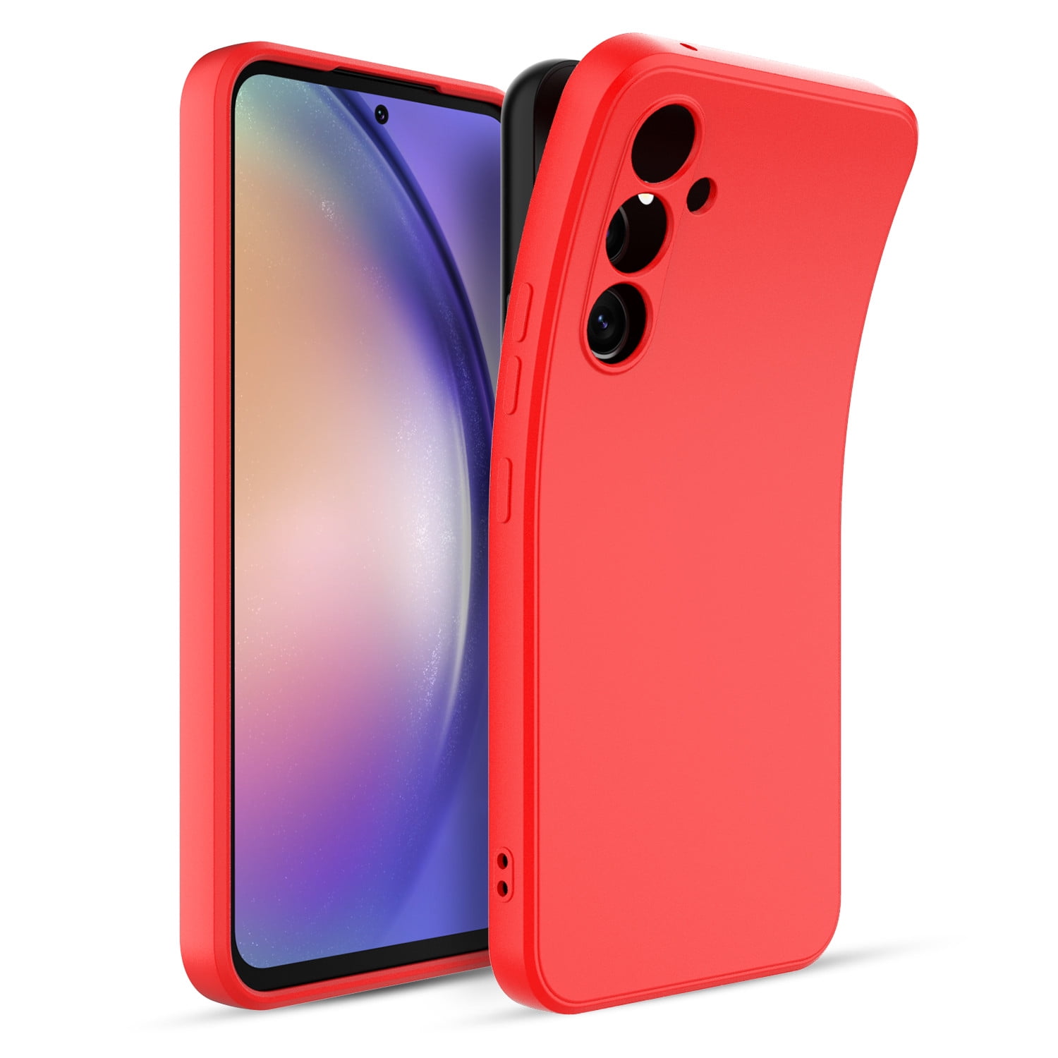 Venoro Case with Screen Protector for Samsung Galaxy A54 5G Liquid Silicone Phone Cover, Red ...