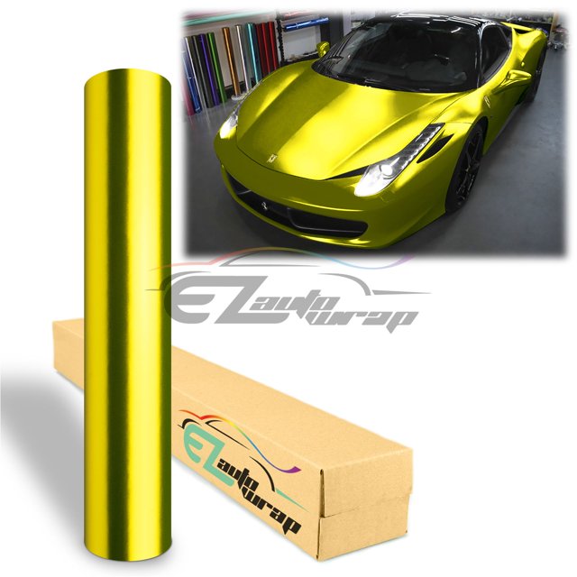 EZAUTOWRAP Anodized Chrome Yellow Car Vinyl Wrap Sticker Decal Matte ...