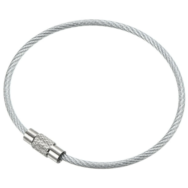 6 Inch Wire Keychain Cable Stainless Steel Key Ring Loop, Silver, 15 ...