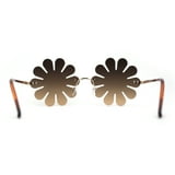 Rimless Daisy Shape Round Bohemian Hippie Sunglasses Gold Brown ...