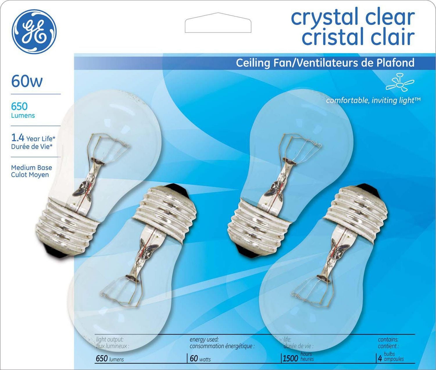 General Electric Ge Crystal Clear 60W A15 4PK - Walmart.ca