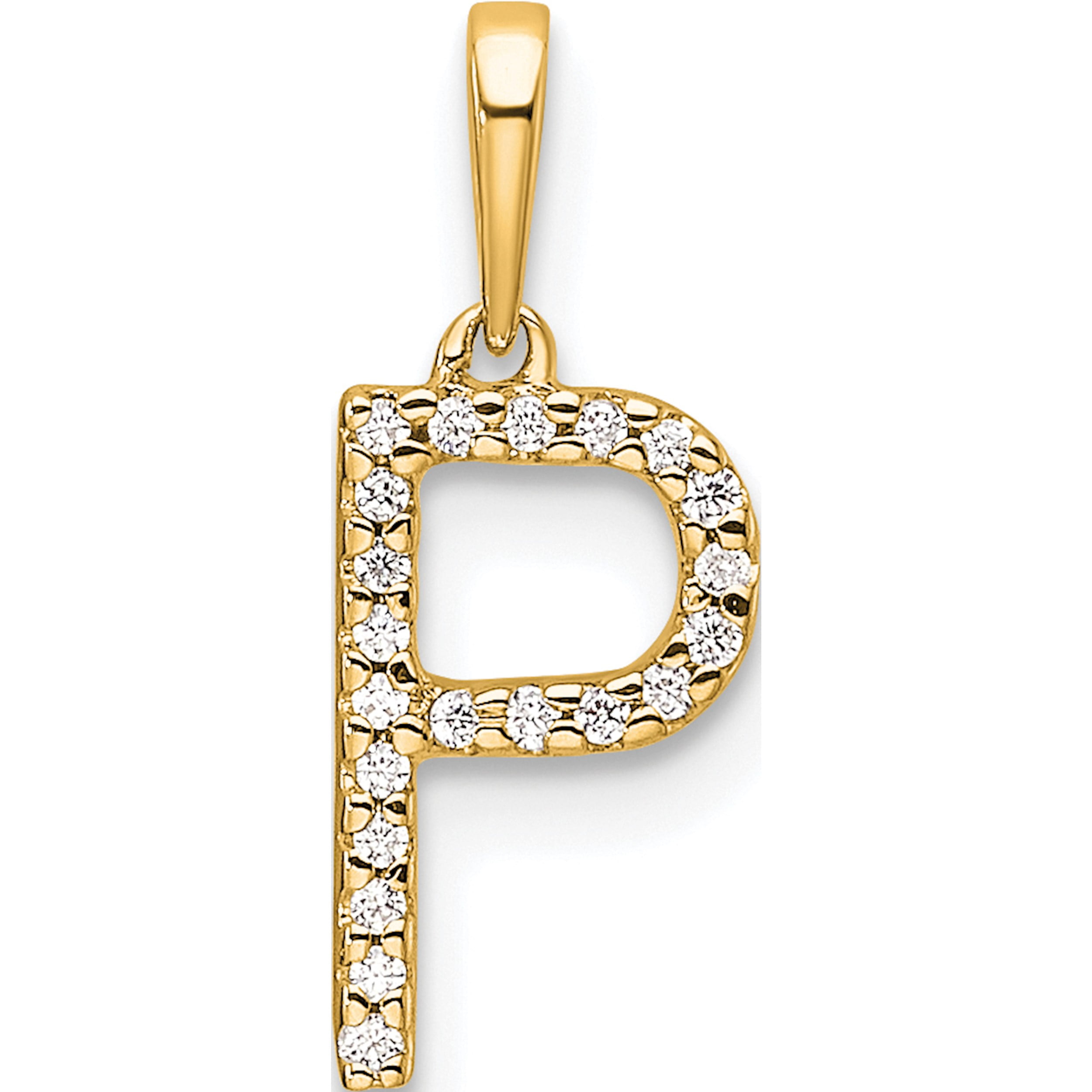 10K Yellow Gold Diamond Letter P Initial Pendant (Width 6.7) - Jbsp ...