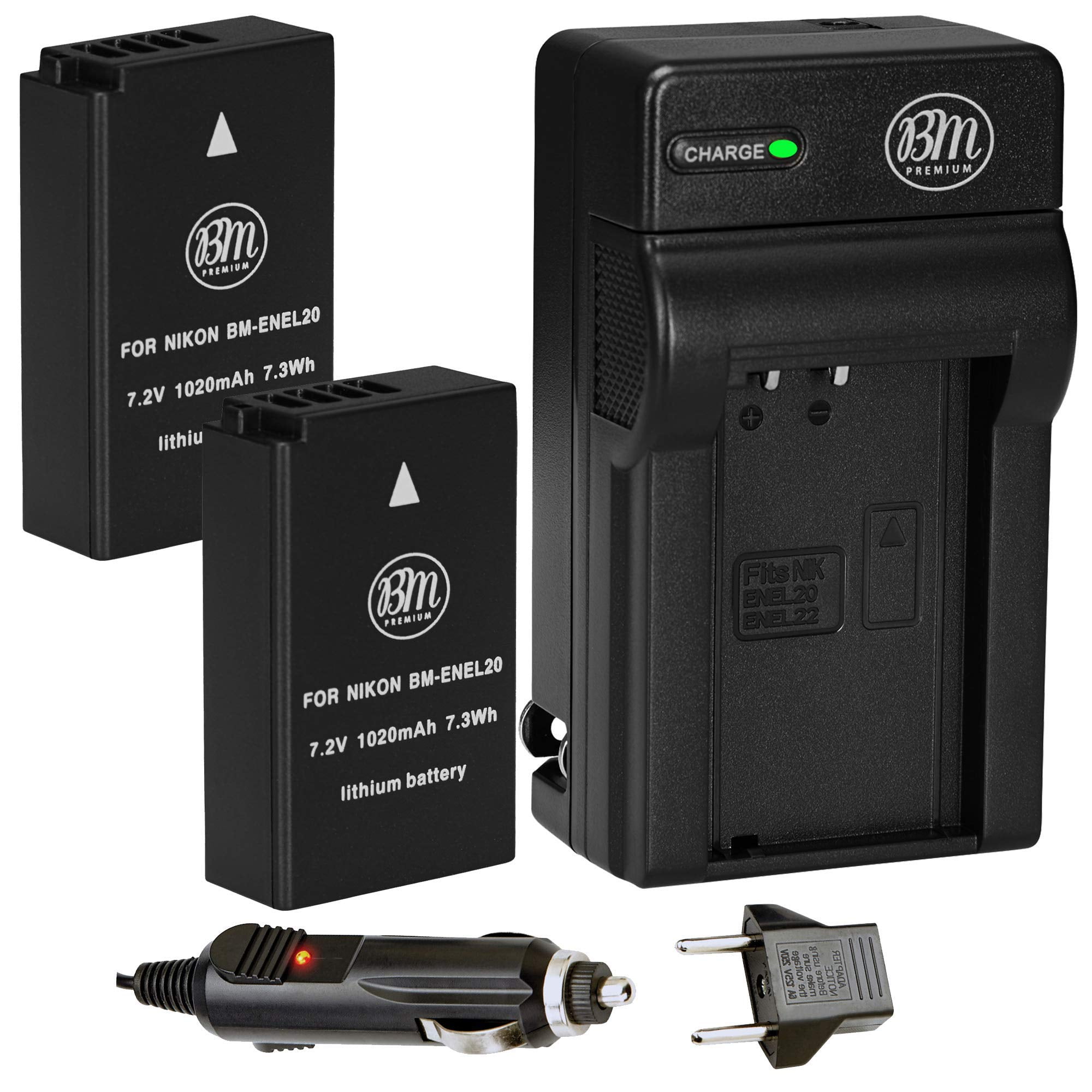 BM Premium 2 Pack of ENEL20, EN-EL20A Batteries and Battery Charger for ...