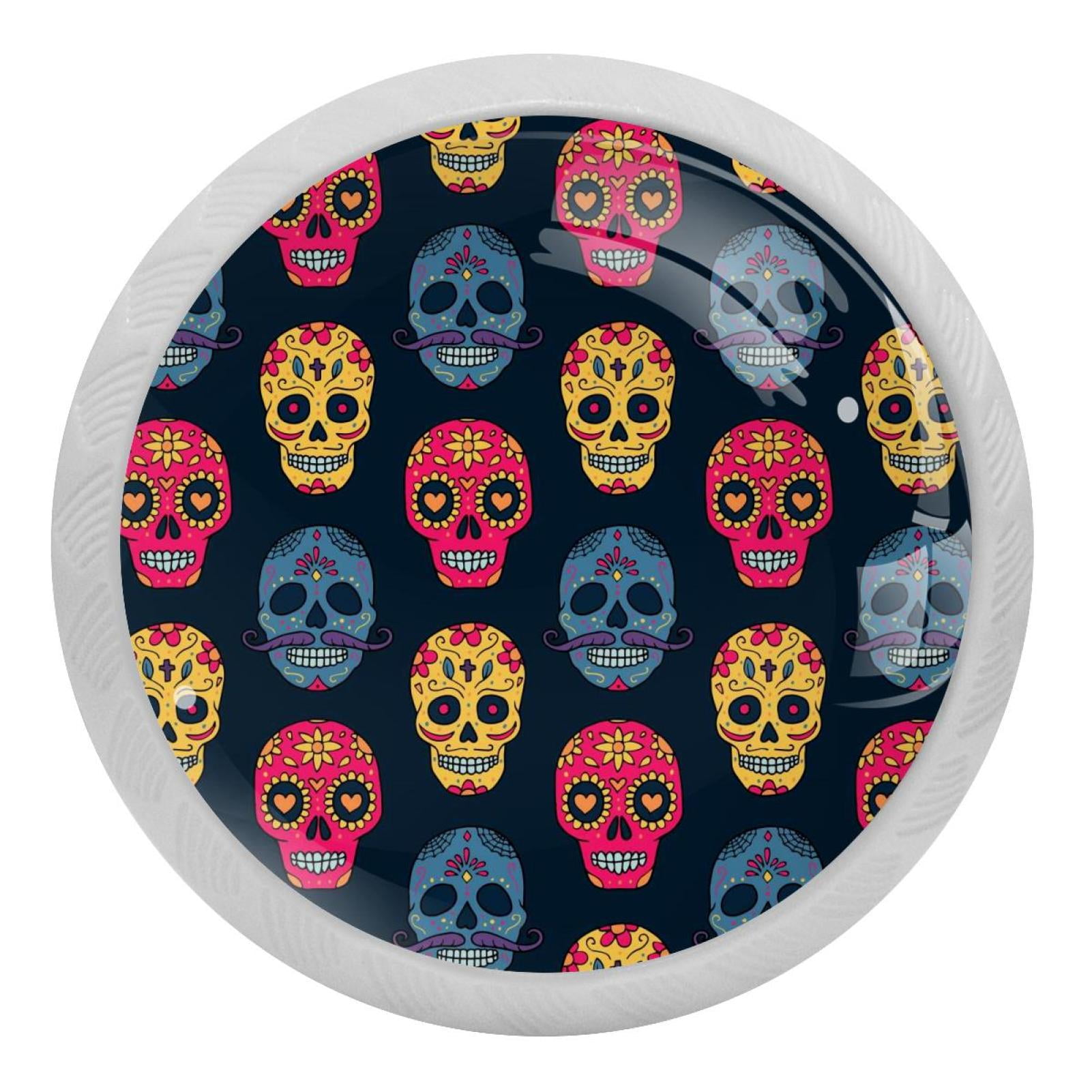 4PCS Round Skull Cabinet Fluorescence Knob Glowing in the Dark ...