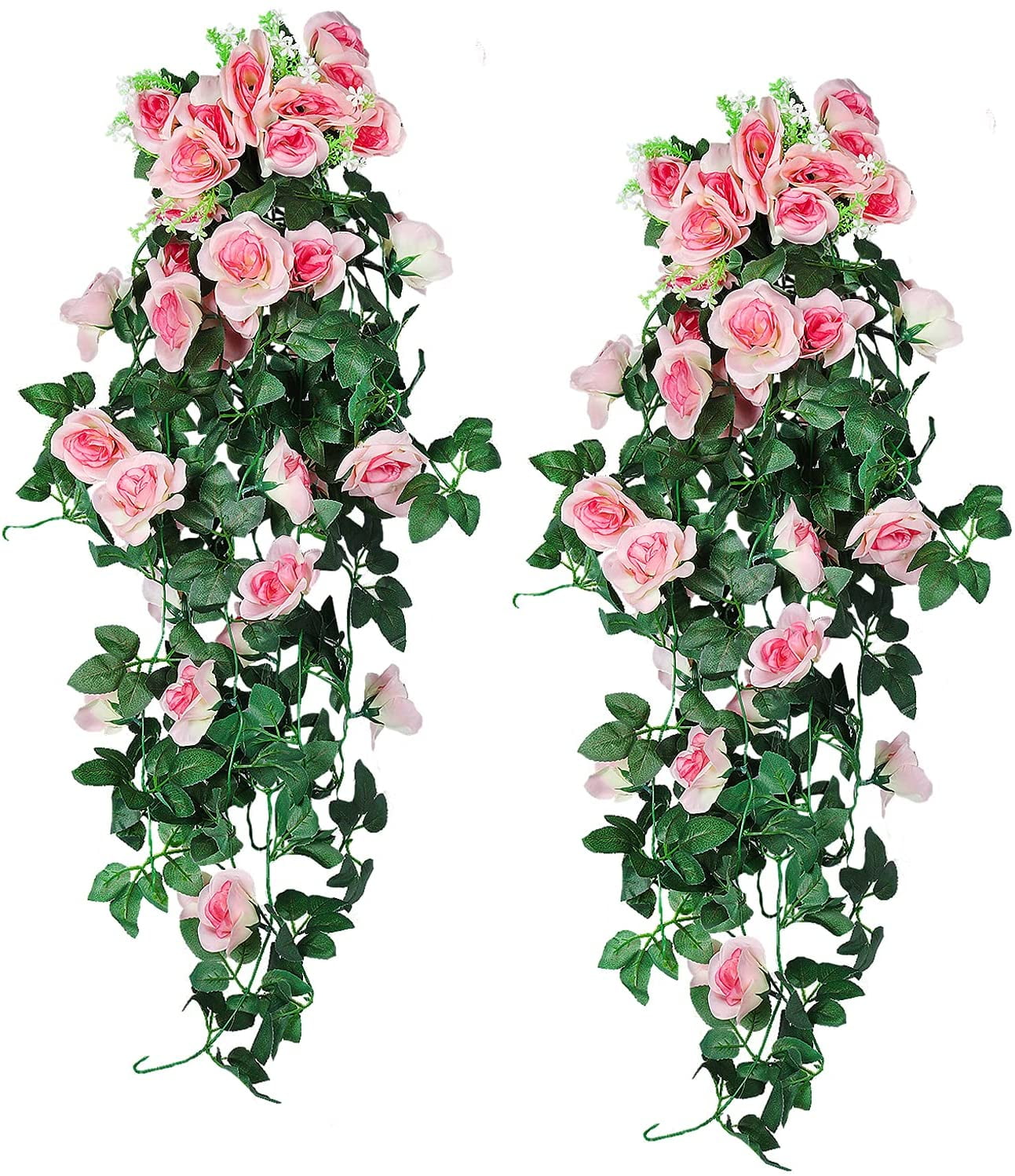 RECUTMS 2PCS Artificial Hanging Rose Flower 3.3Ft Fake Garland for ...