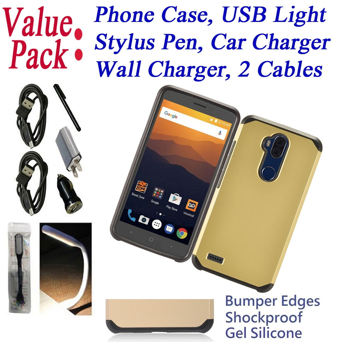 ~Value Pack~ for 6" ZTE Max Blue 4G LTE maxblue Case Phone Case Shock ...