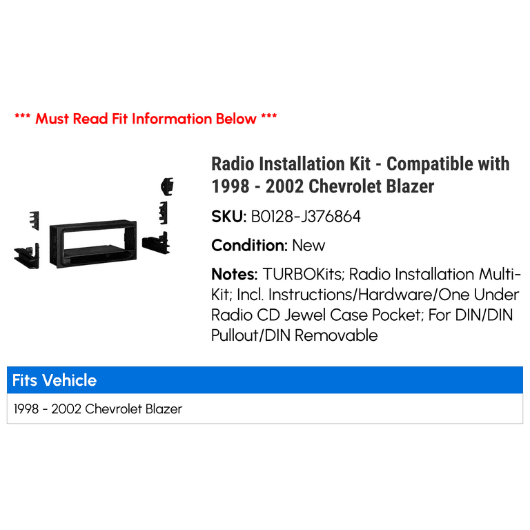 2001 chevy blazer stereo installation kit store