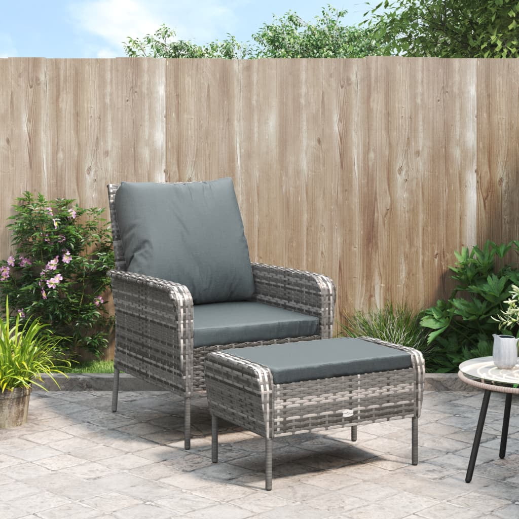Click here for Vidaxl Garden Chair With Footstool Grey Poly Ratta... prices