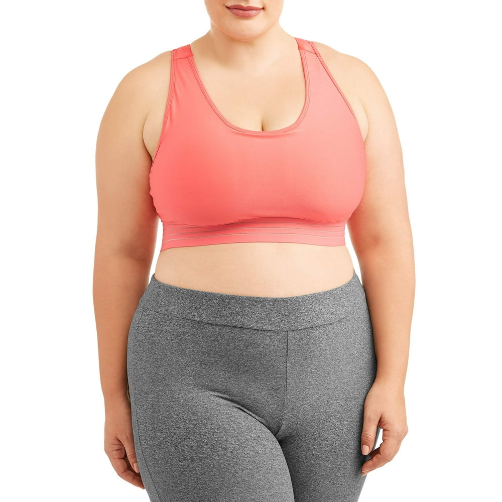Avia Womens Plus Size Medium Impact Stripe It Sports Bra