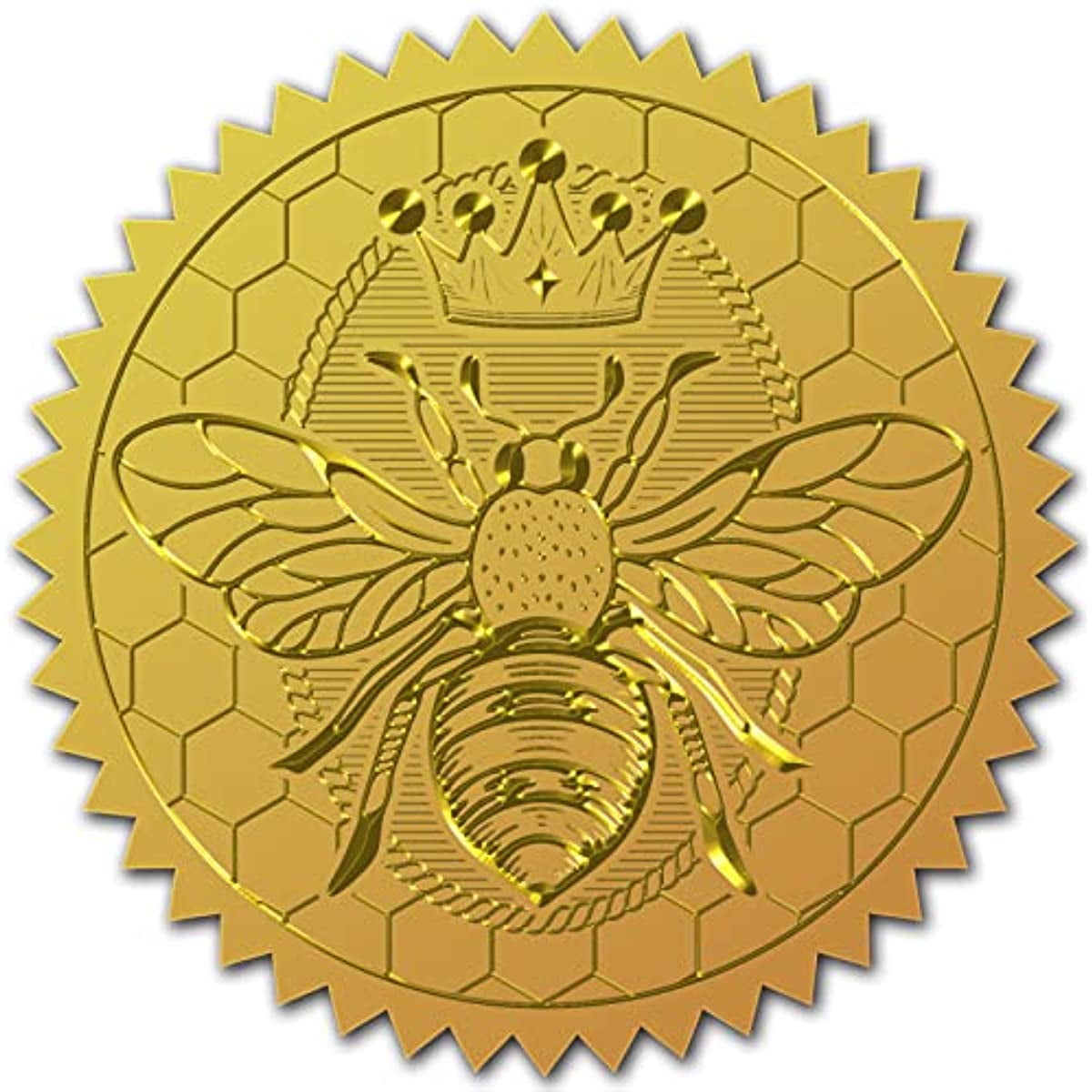 Gold Foil Sticker Bee 100pcs Certificate Seals Gold Embossed Crown ...